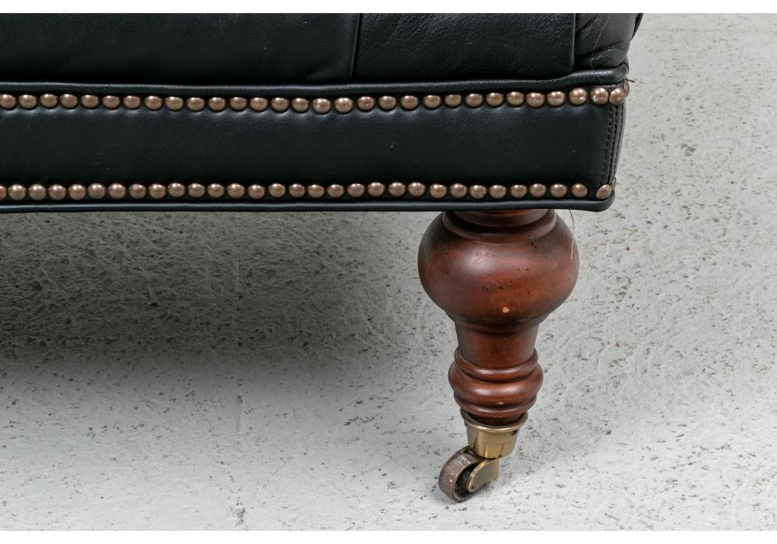 Fine Black Leather Tufted Bench at 1stDibs