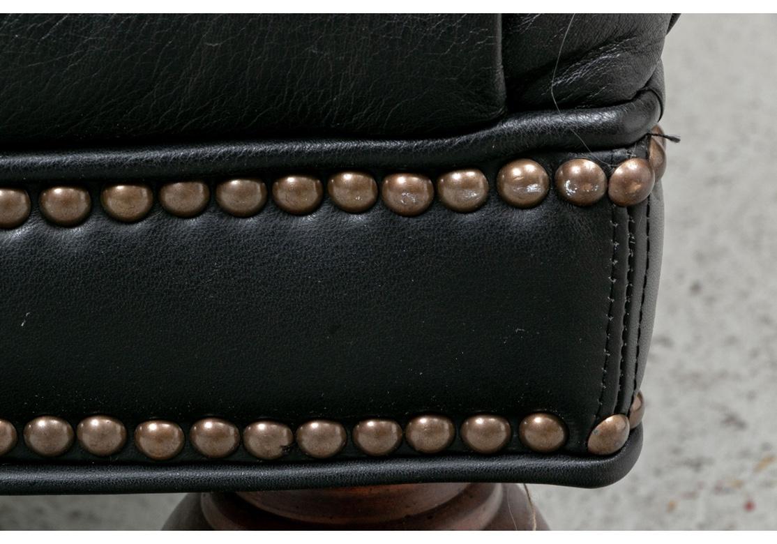 Fine Black Leather Tufted Bench at 1stDibs