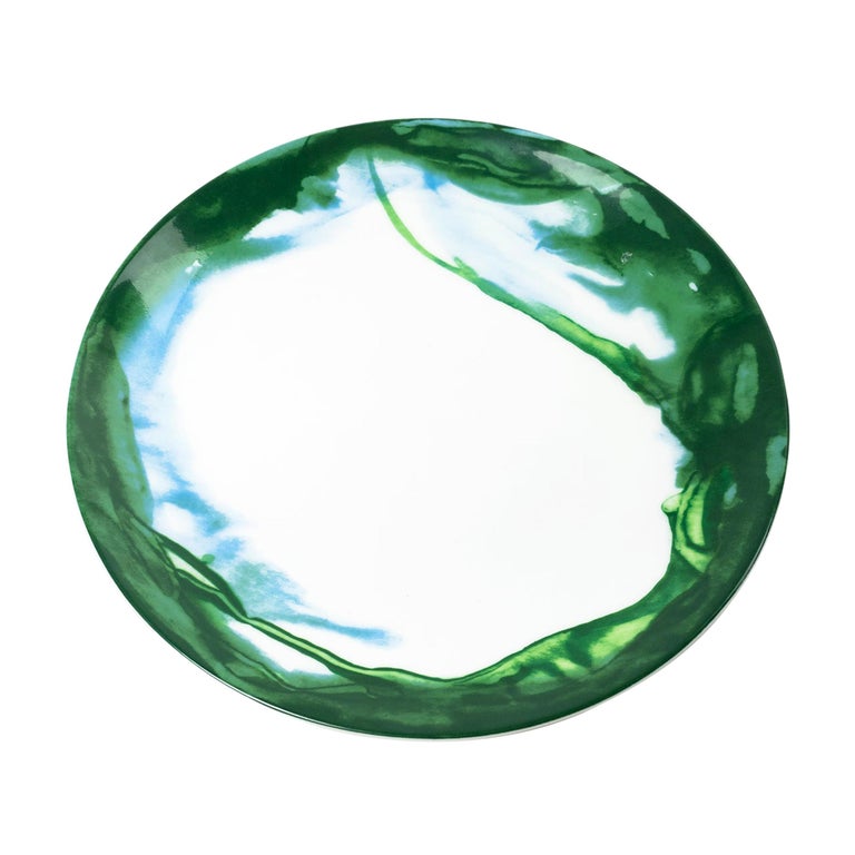 Fine Bone China Salad Plate with Organic Shapes and Delicate Green ...