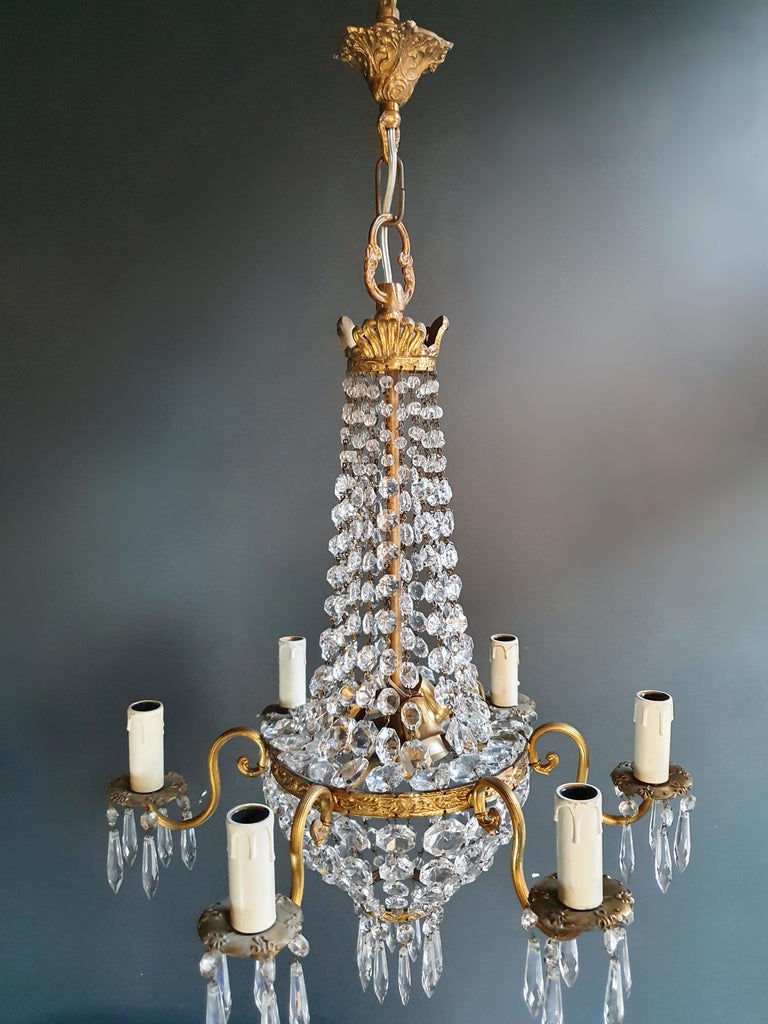 Fine Brass Empire Sac a Pearl Chandelier Crystal Luster Ceiling Lamp ...