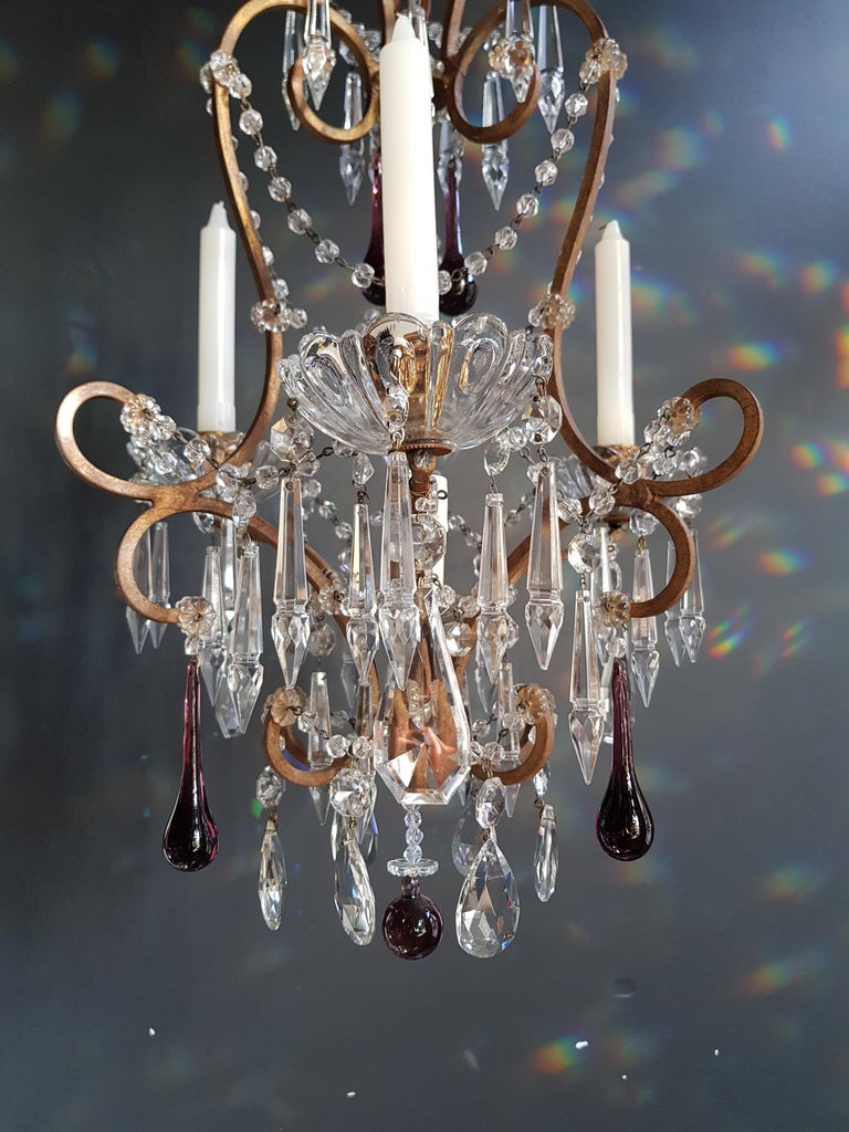 Fine Candle Purple Crystal Chandelier Antique Ceiling Lustre Pendant ...