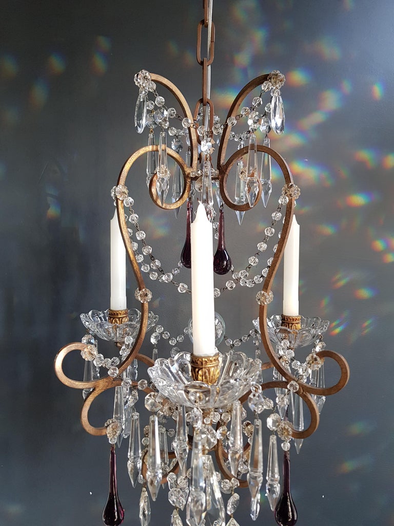 Fine Candle Purple Crystal Chandelier Antique Ceiling Lustre Pendant ...