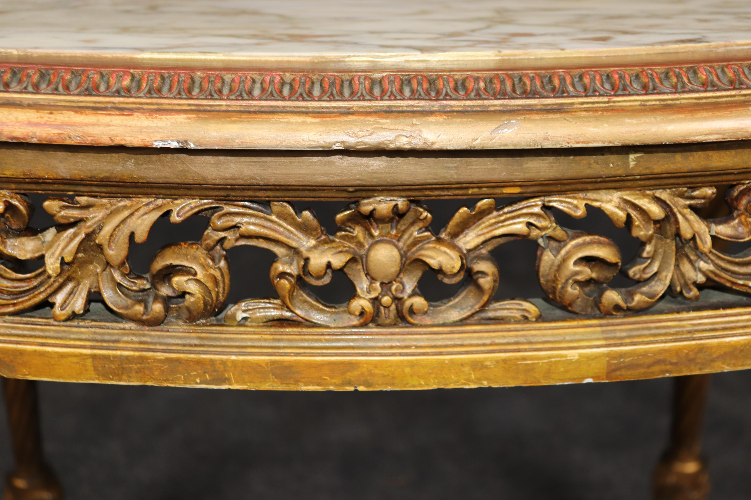 Fine Carved Gilded French Louis XVI Style Antique Marble Top Center ...