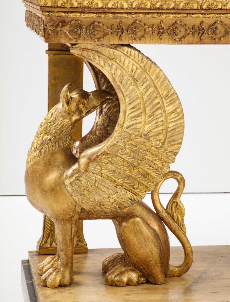 Fine Carved Giltwood Swedish Neo Classical Console Table For Sale at 1stDibs