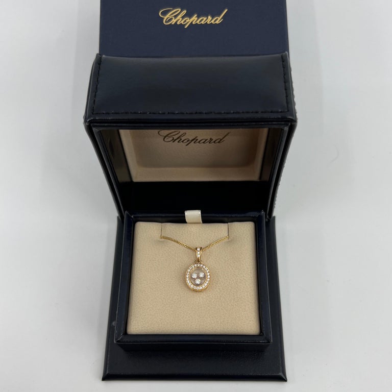 Fine Chopard Happy Diamonds Oval 18k Yellow Gold Pendant Necklace with ...