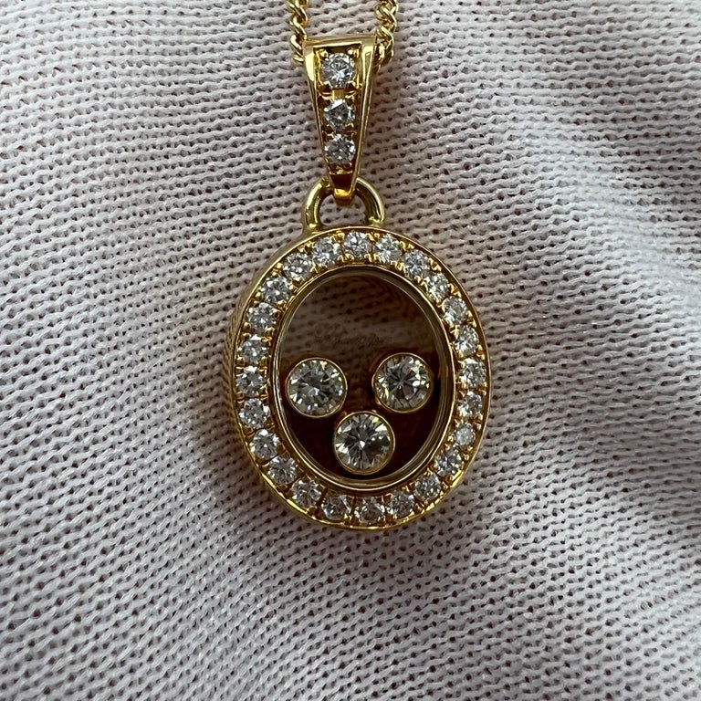 Fine Chopard Happy Diamonds Oval 18k Yellow Gold Pendant Necklace with ...