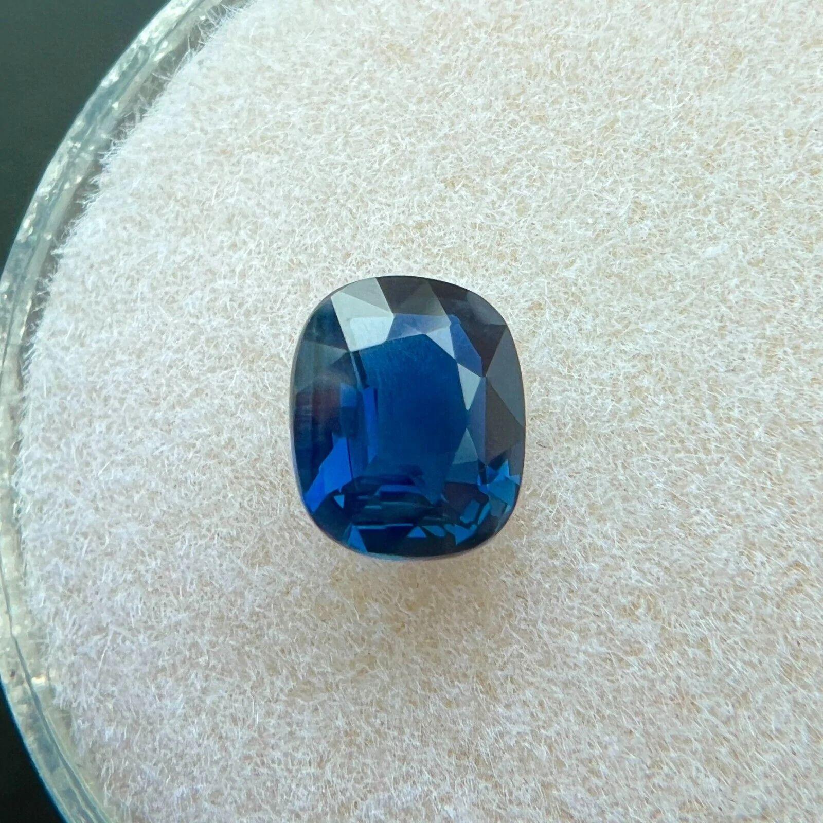 Fine Colour Natural Deep Blue Sapphire 0.68ct Cushion Cut Rare Gem VVS ...