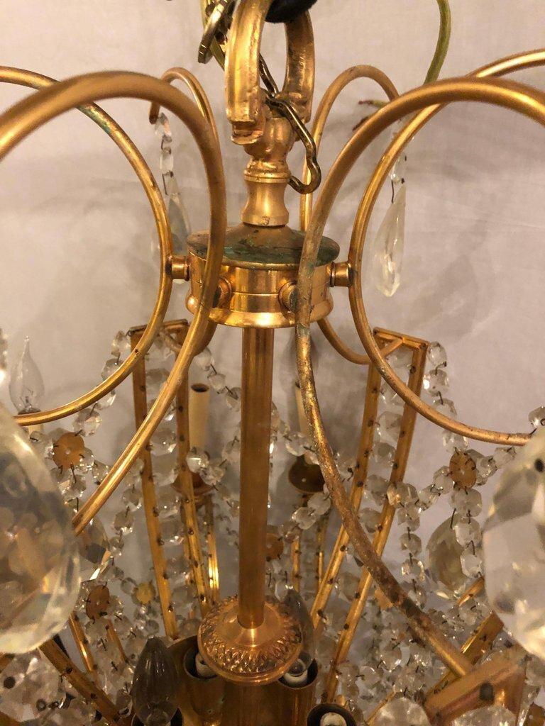 Fine Cut Crystal and Gilt Bronze Neoclassical Jansen Eighteen Light ...