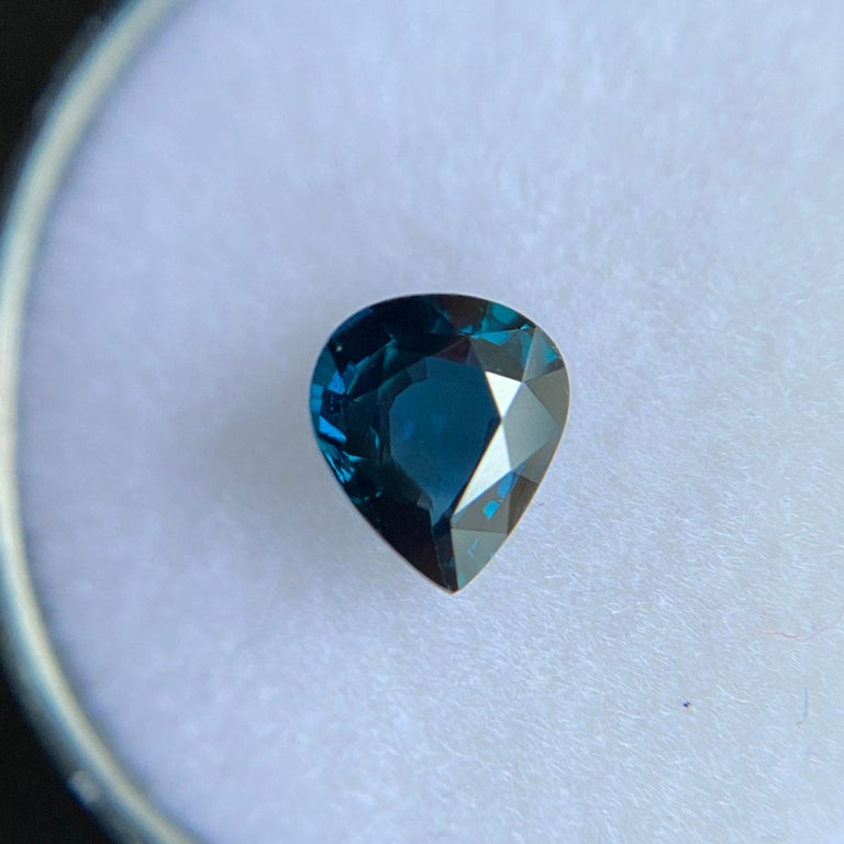 FINE Deep Blue Sapphire 1.02ct Pear Teardrop Cut RARE Loose Gemstone ...