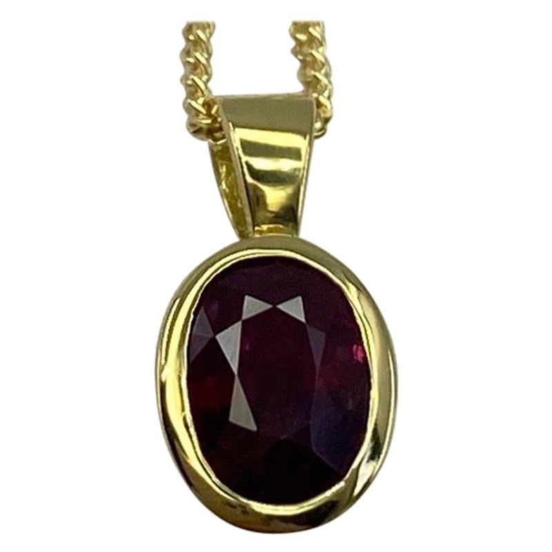 Fine Deep Red Ruby 1.17ct Oval Cut 18k Yellow Gold Solitaire Pendant ...