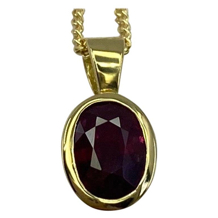 Fine Deep Red Ruby 1.17ct Oval Cut 18k Yellow Gold Solitaire Pendant ...