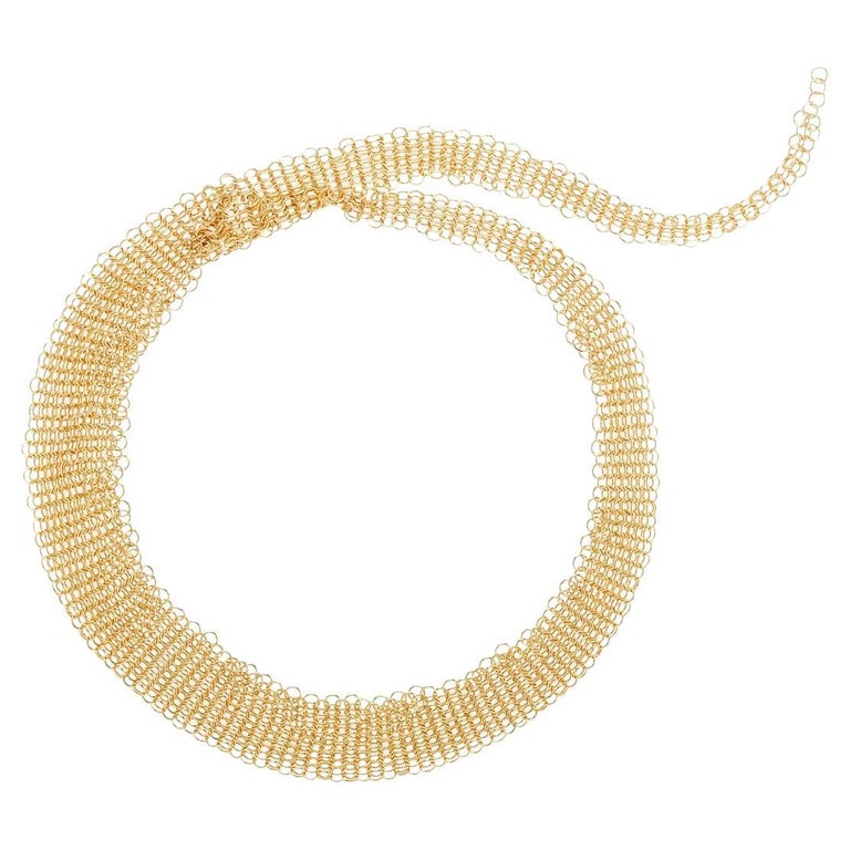 Fine Delicate Gold Vermeil Chainmaille Mesh Drape Bracelet w/ Graduated ...
