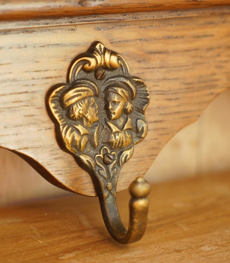 Fine Dutch Heavily Carved Oak Coat Hat Scarf Wall Rack Hanger Romantic ...