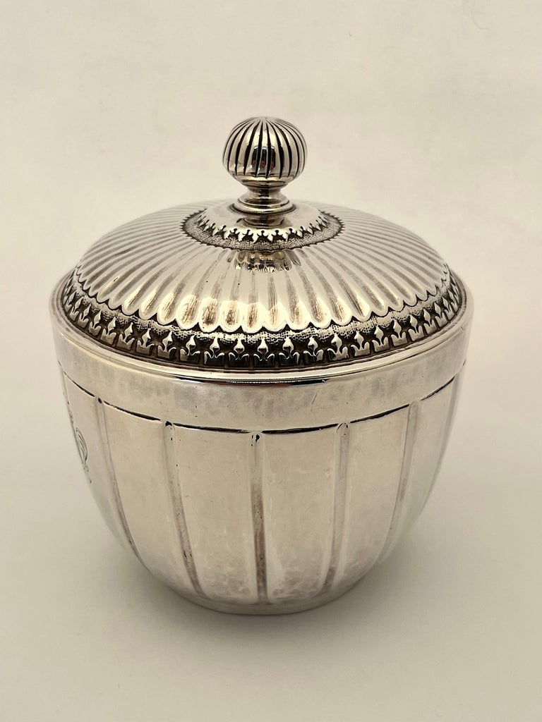 Fine Early 18th Century Armorial Silver Fluted Bowl and Cover. For Sale ...