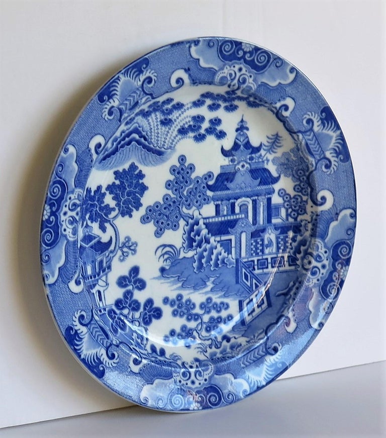 Fine Early Spode Pearlware Plate Blue and White Pagoda Pattern, circa ...