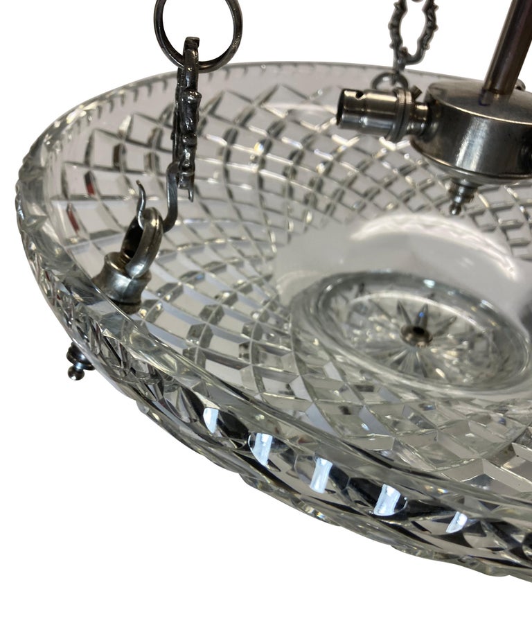 Fine English Cut Glass and Silver Plated 19th Century Dish Light For ...