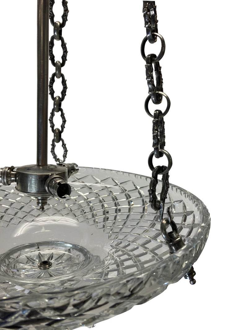 Fine English Cut Glass and Silver Plated 19th Century Dish Light For ...