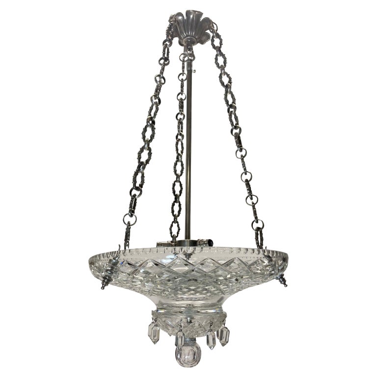 Fine English Cut Glass and Silver Plated 19th Century Dish Light For ...