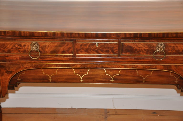 Fine English Regency Brass Banded Mahogany Sideboard with Lion Head ...