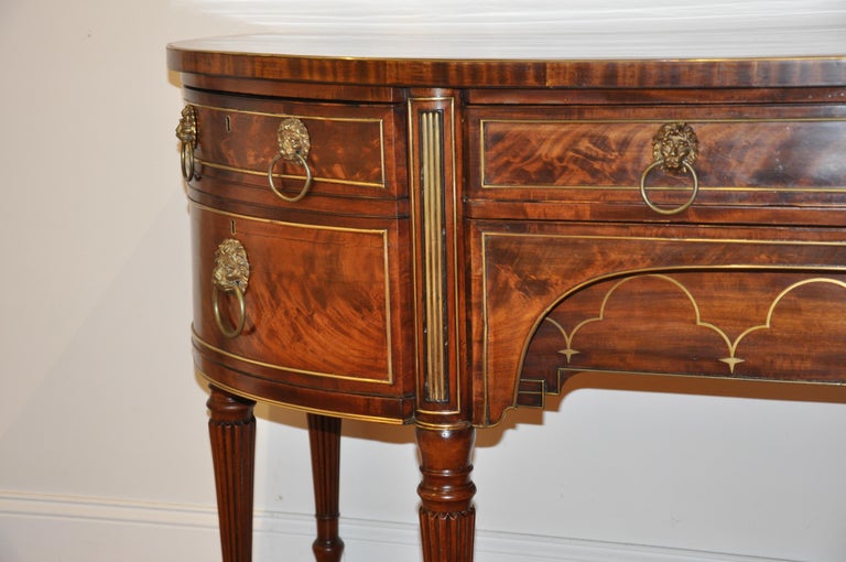 Fine English Regency Brass Banded Mahogany Sideboard with Lion Head ...