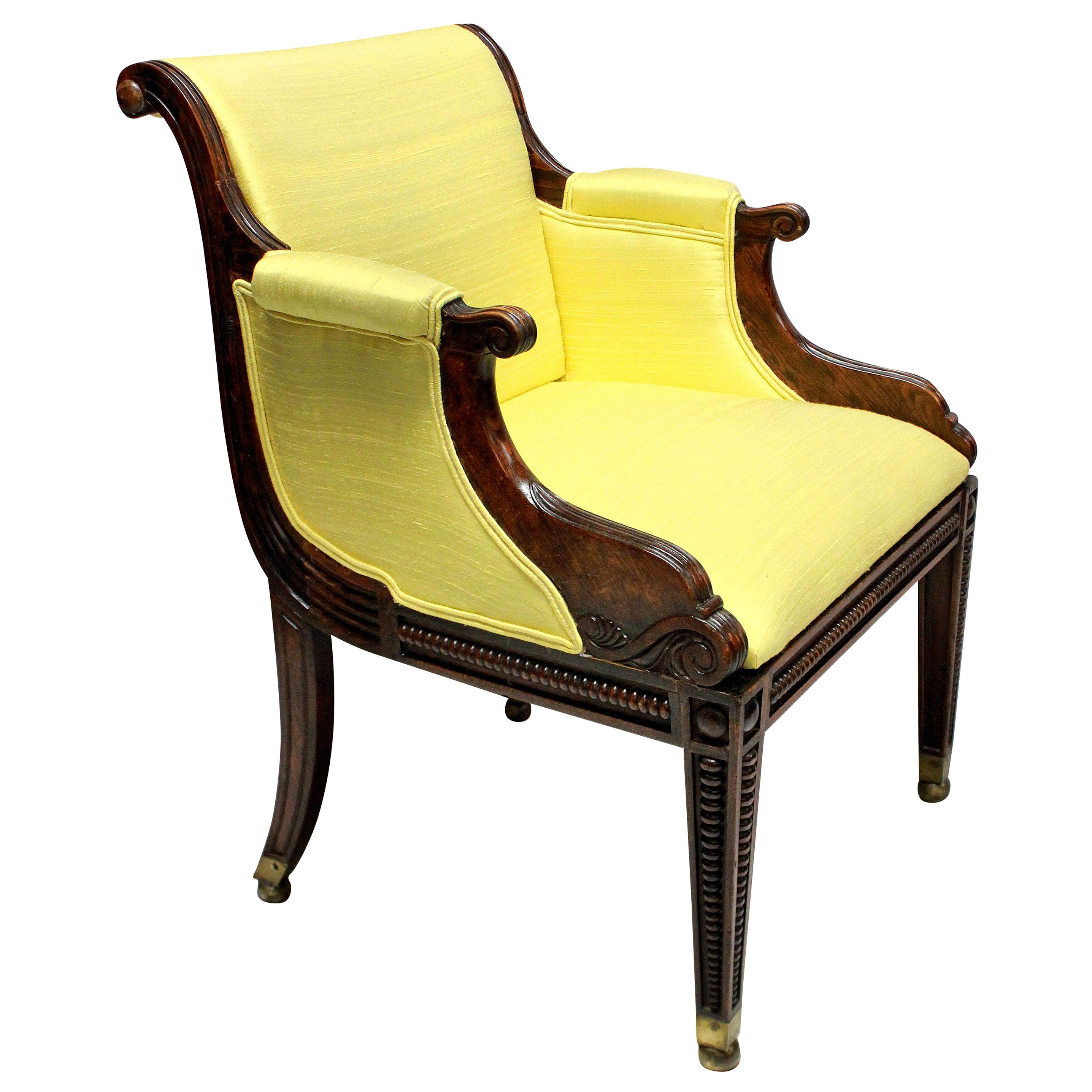 Fine English Regency Faux Rosewood Library Chair For Sale at 1stDibs