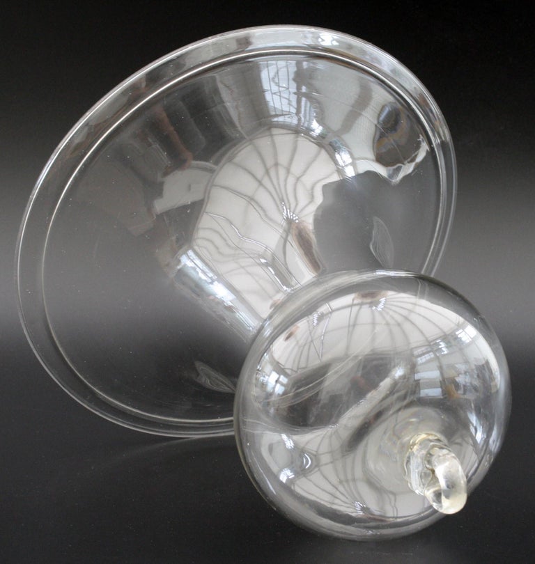 Fine English Victorian Large Blown Clear Glass Smoke Bell For Sale at ...