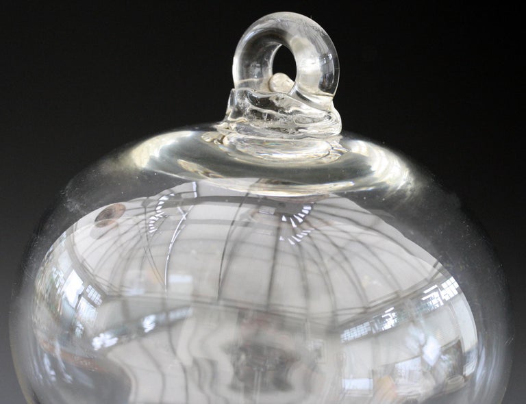 Fine English Victorian Large Blown Clear Glass Smoke Bell For Sale at ...
