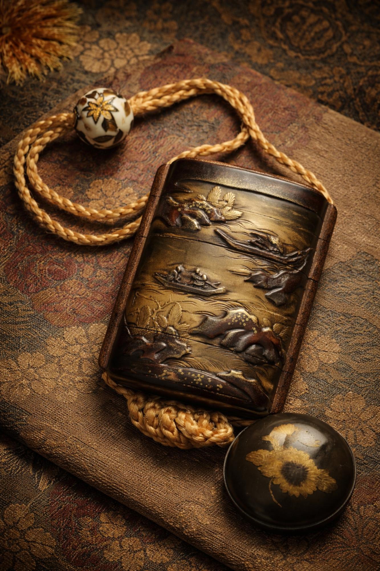 Fine Five-Case Japanese Edo Period Inro, with Shibayama Ojime and ...