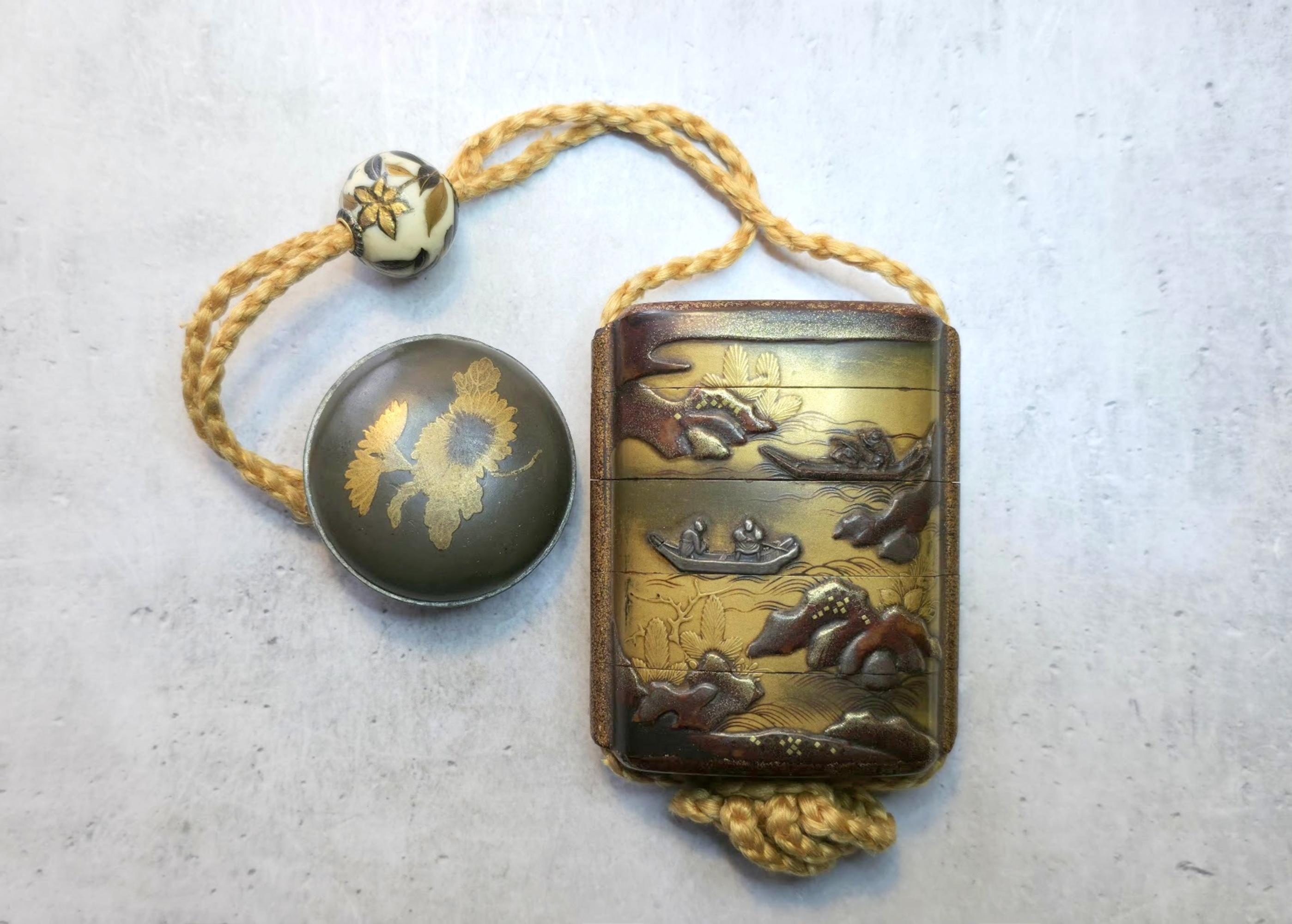 Fine Five-Case Japanese Edo Period Inro, with Shibayama Ojime and ...