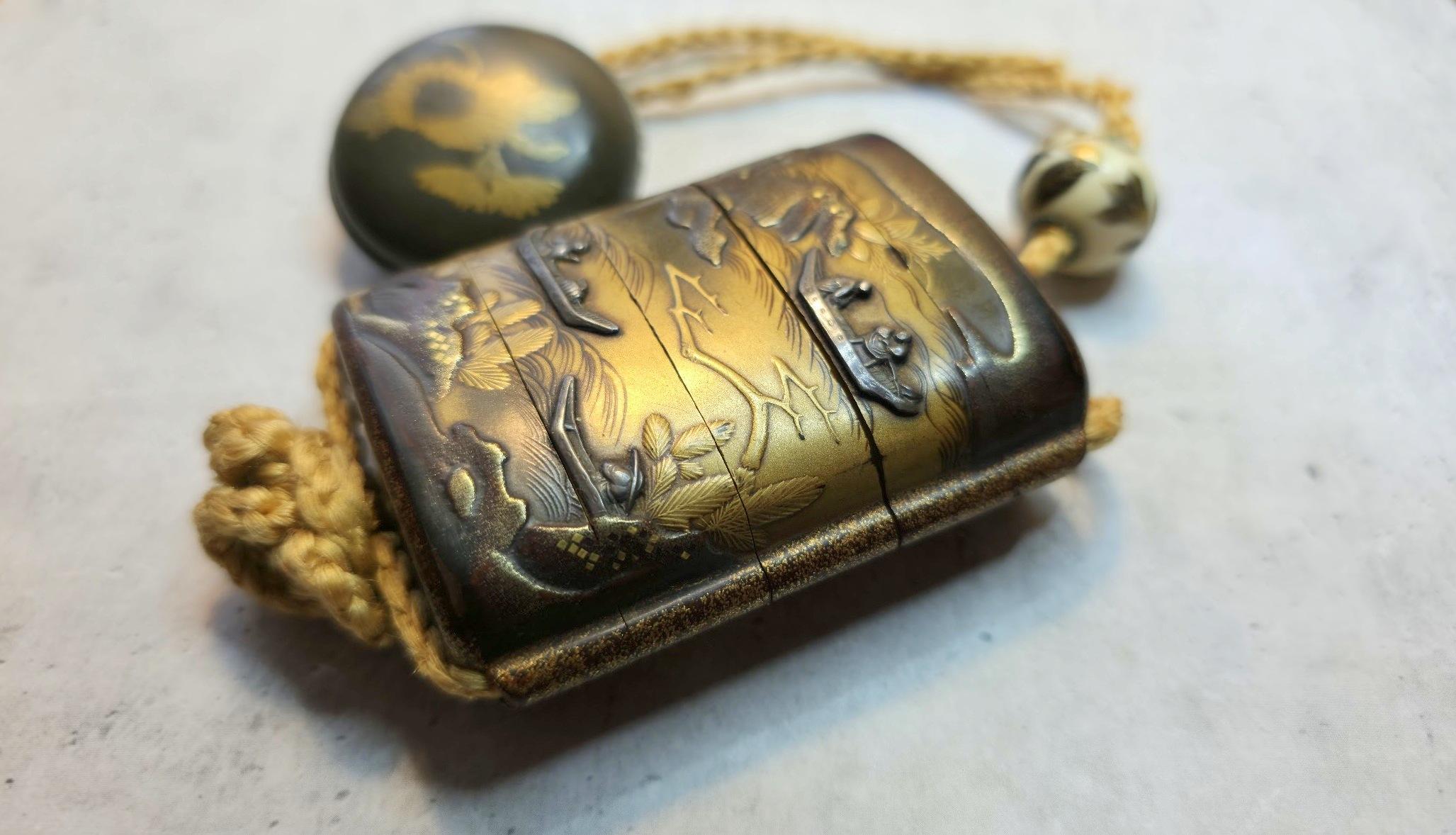 Fine Five-Case Japanese Edo Period Inro, with Shibayama Ojime and ...