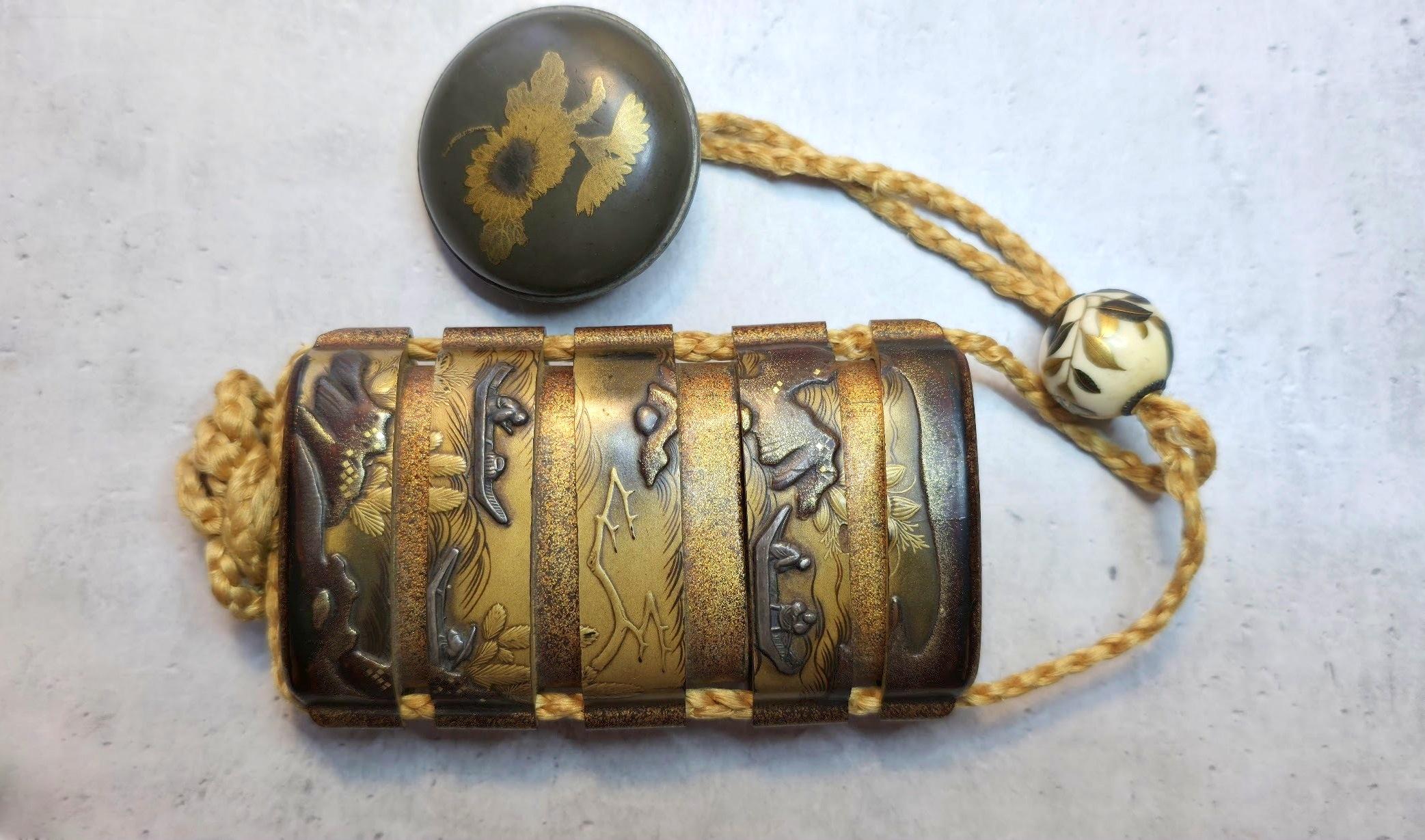 Fine Five-Case Japanese Edo Period Inro, with Shibayama Ojime and ...
