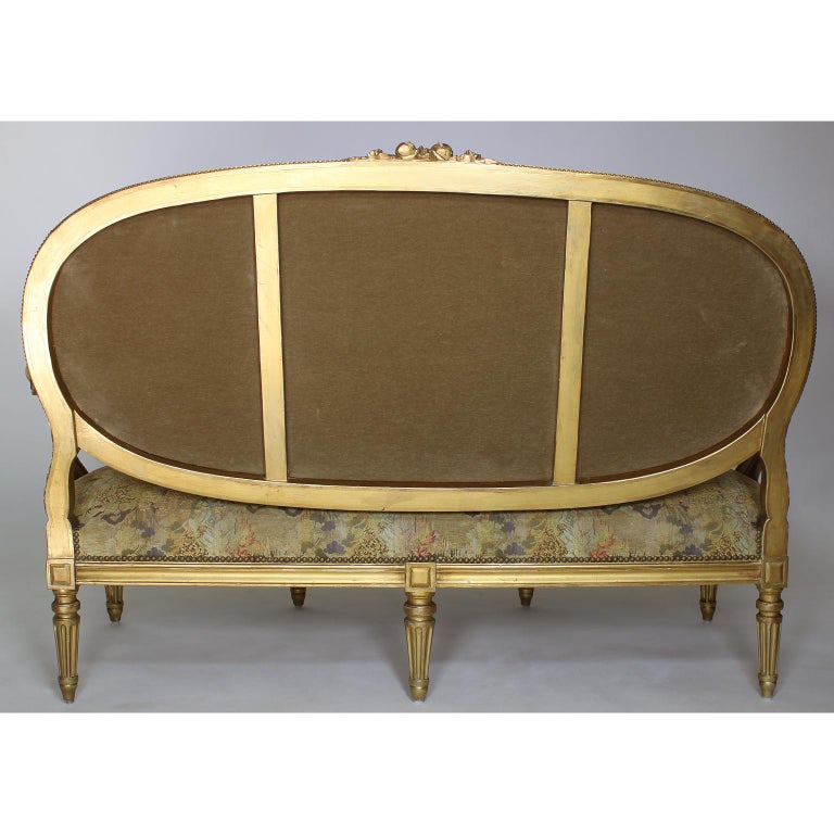 Fine French 19th Century Louis XVI Style Giltwood Carved Five-Piece ...
