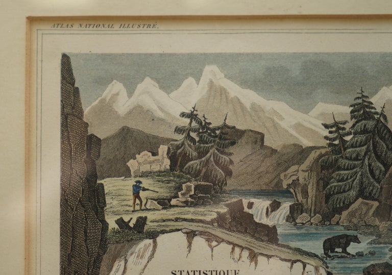 Fine French Antique 1856 Hand Watercolour Map of Dept Des Hautes ...