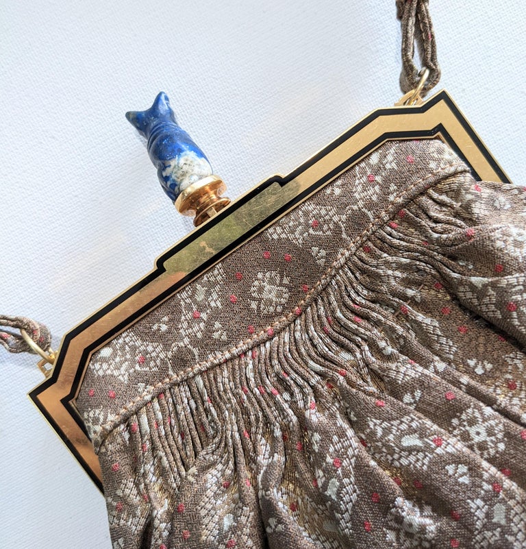 Fine French Art Deco Enamel and Diamond Figural Bag For Sale at 1stDibs