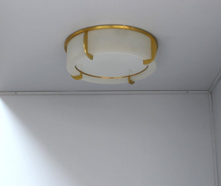 Fine French Art Deco Glass and Bronze Ceiling Light by Jean Perzel For ...