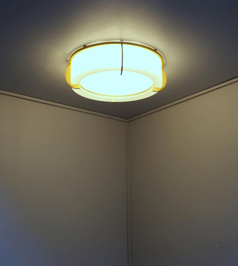 Fine French Art Deco Glass and Bronze Ceiling Light by Jean Perzel For ...