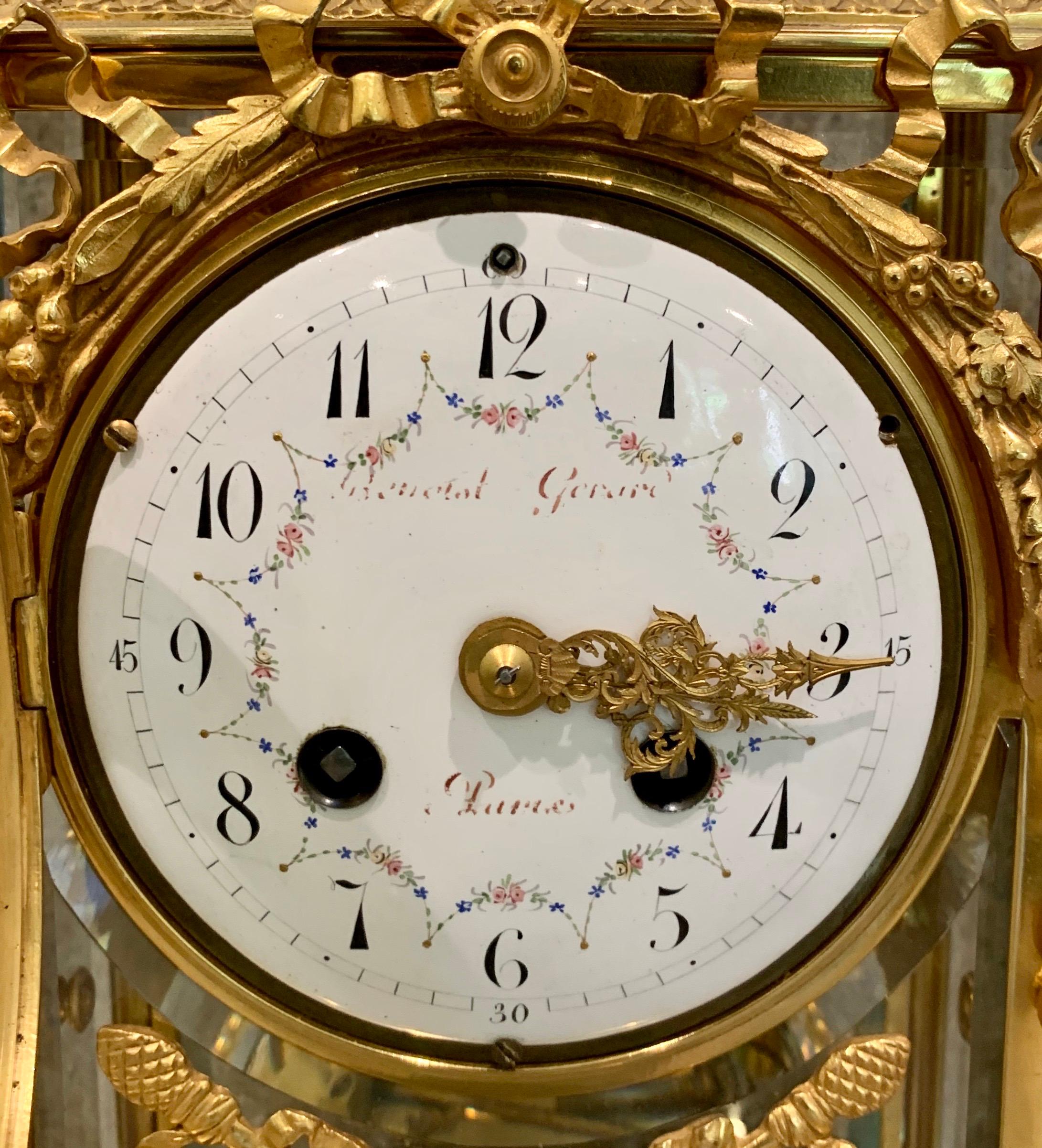 Fine French Gilt Bronze Four Glass Clock Set by Gerard, Paris Early ...