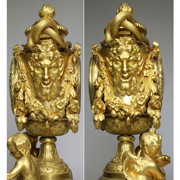 French Louis XVI Style Figural Gilt Bronze Mantel Clock - Étienne Le ...