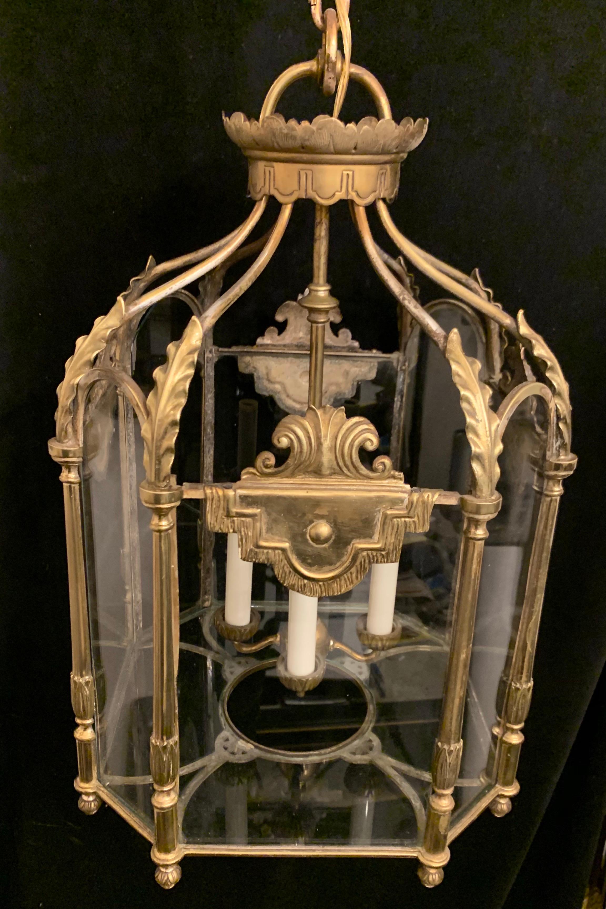 Fine French Neoclassical Bronze Empire Octagonal Glass Panel Lantern ...