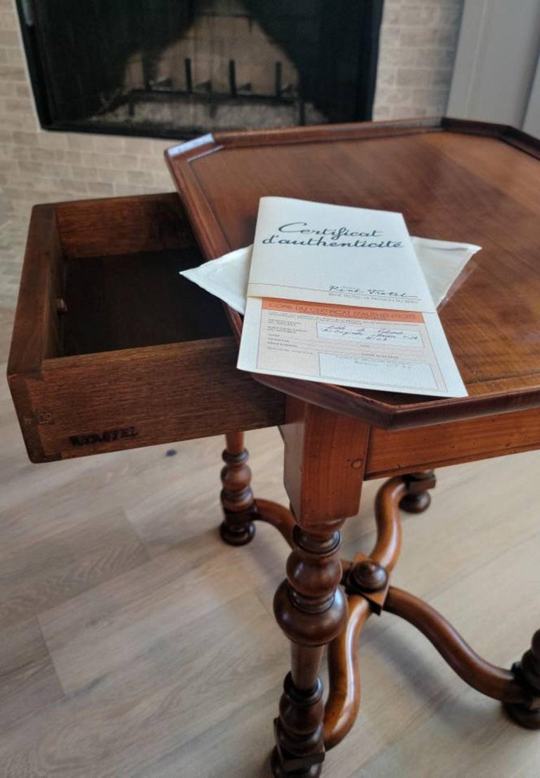 Fine French Rene Trotel Signed Fruitwood Side Table For Sale at 1stDibs