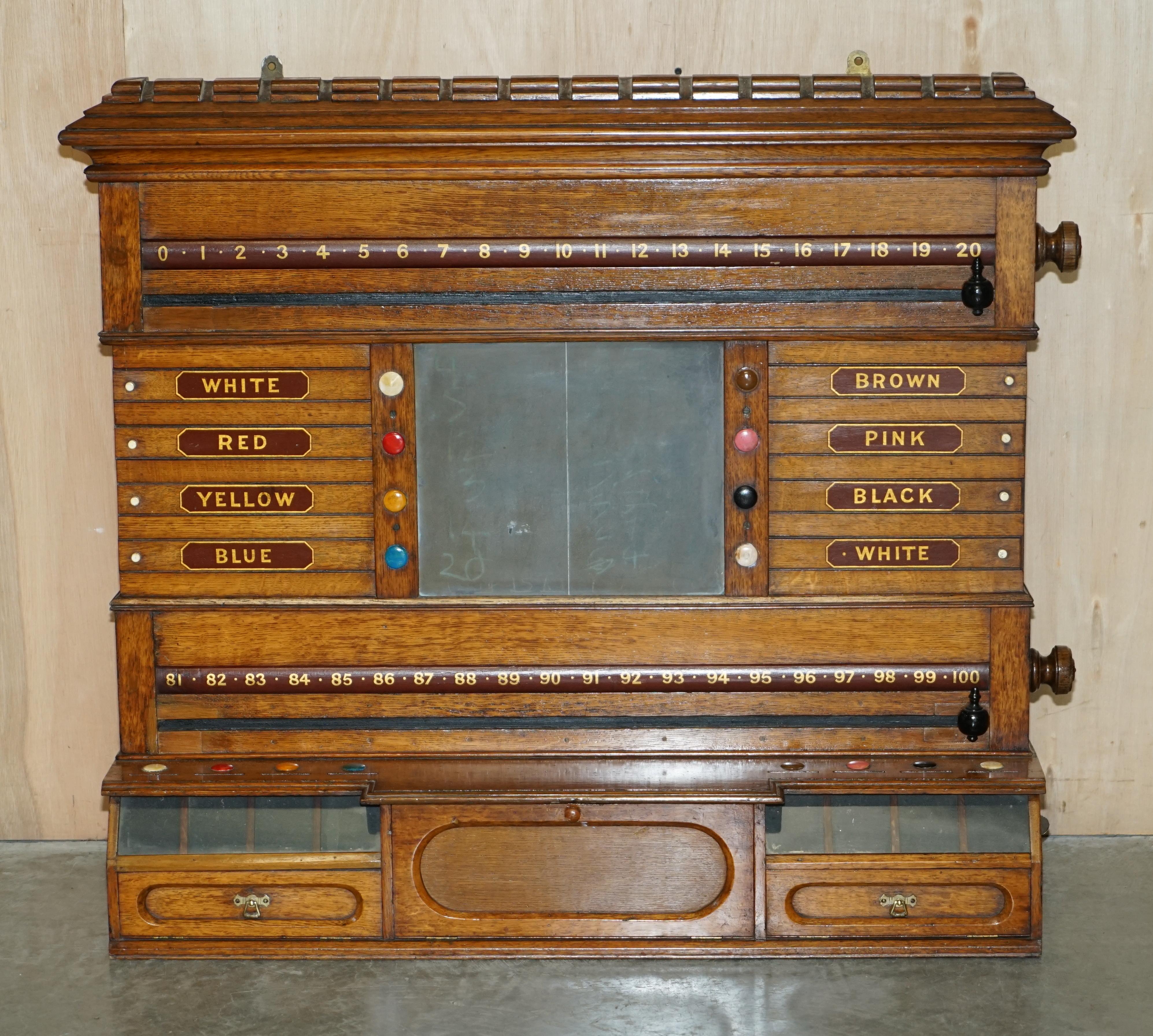 Fine Fully Restored Antique Victorian Honey Oak Snooker Scoreboard Ball ...