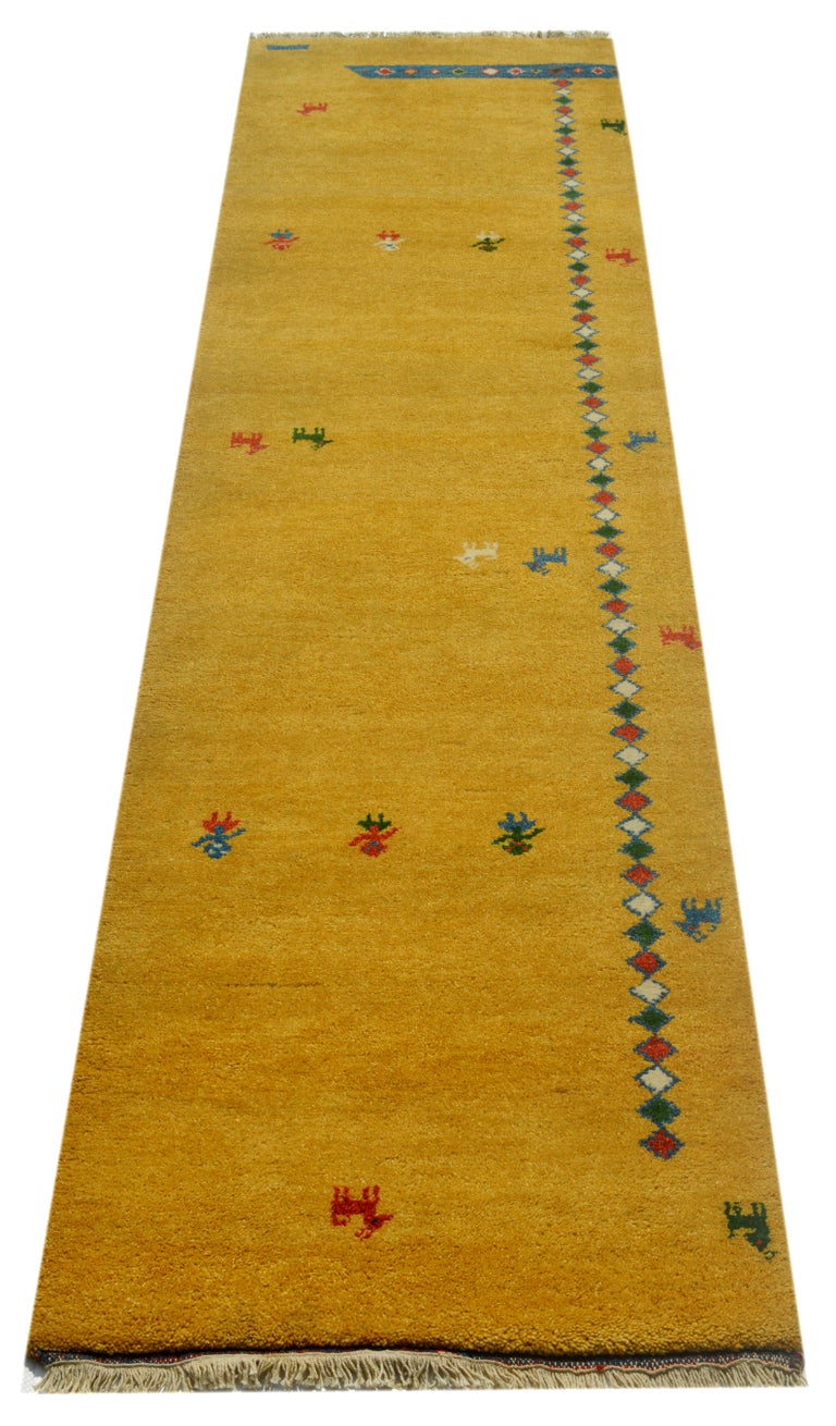 Fine Gabbeh Runner with Girl and Goat Design For Sale at 1stDibs