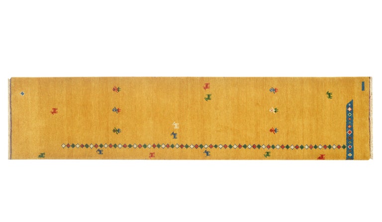 Fine Gabbeh Runner with Goat and Girl Design For Sale at 1stDibs