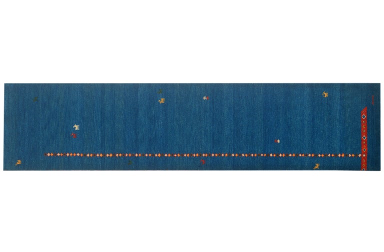 Fine Gabbeh Runner with Goat and Girl Design For Sale at 1stDibs
