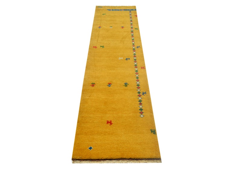 Fine Gabbeh Runner with Goat and Girl Design For Sale at 1stDibs