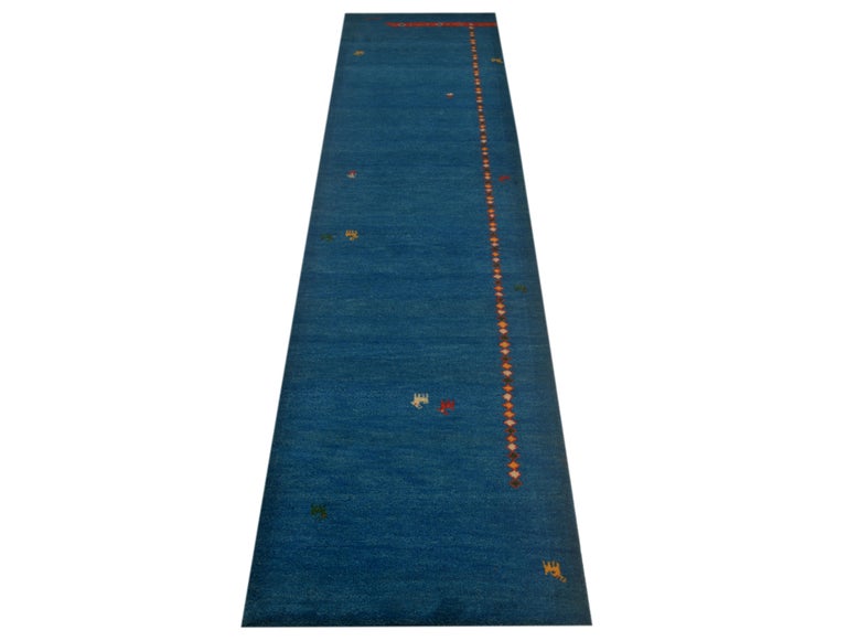Fine Gabbeh Runner with Goat and Girl Design For Sale at 1stDibs