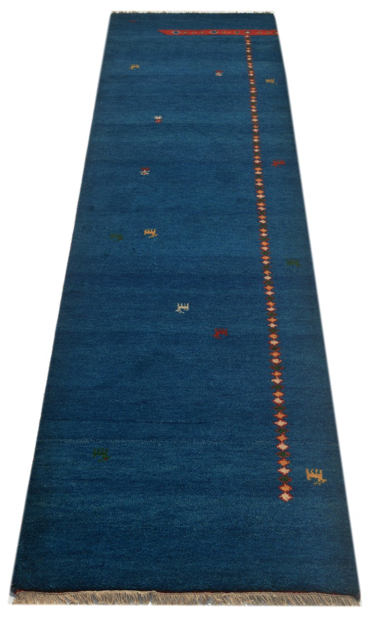 Fine Gabbeh Runner with Goat and Girl Design For Sale at 1stDibs