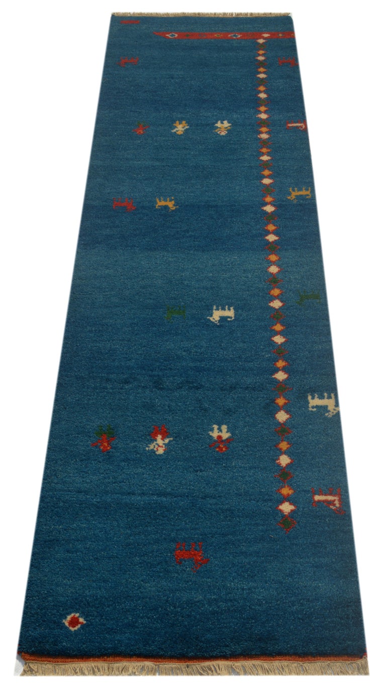 Fine Gabbeh Runner with Goat and Girl Design For Sale at 1stDibs