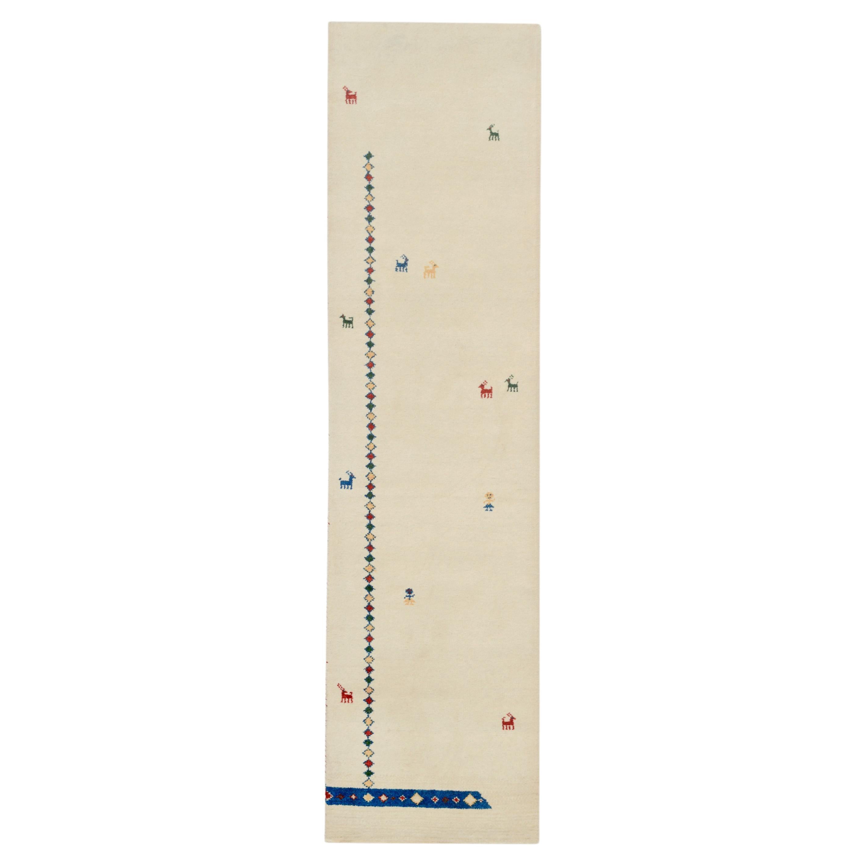 Fine Gabbeh Runner with Goat and Girl Design For Sale at 1stDibs