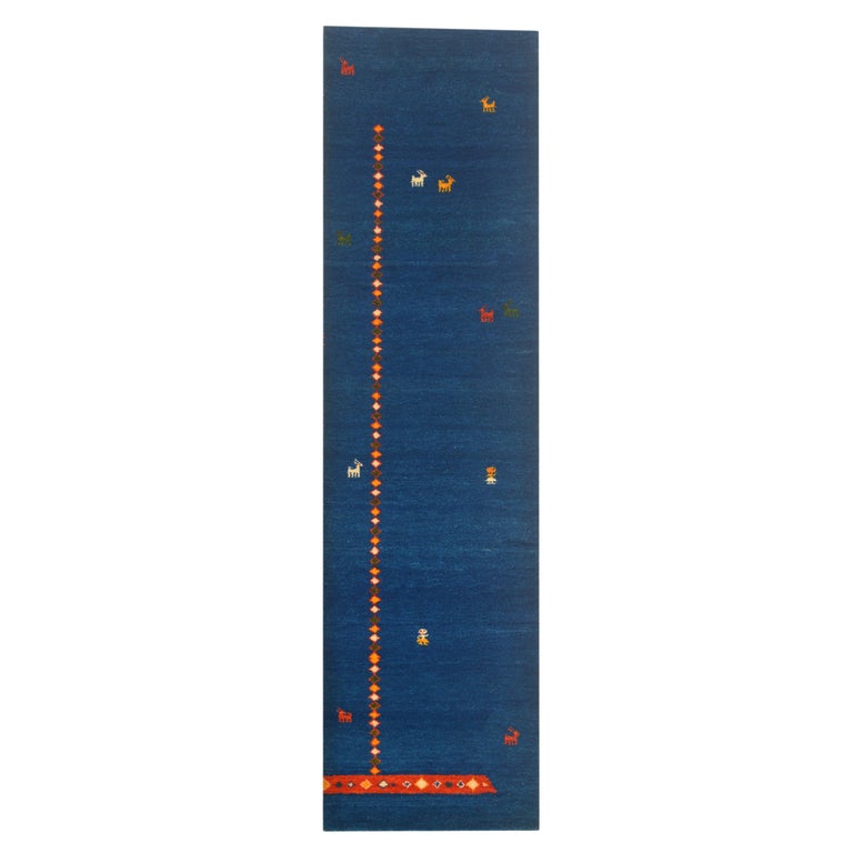 Fine Gabbeh Runner with Goat and Girl Design For Sale at 1stDibs
